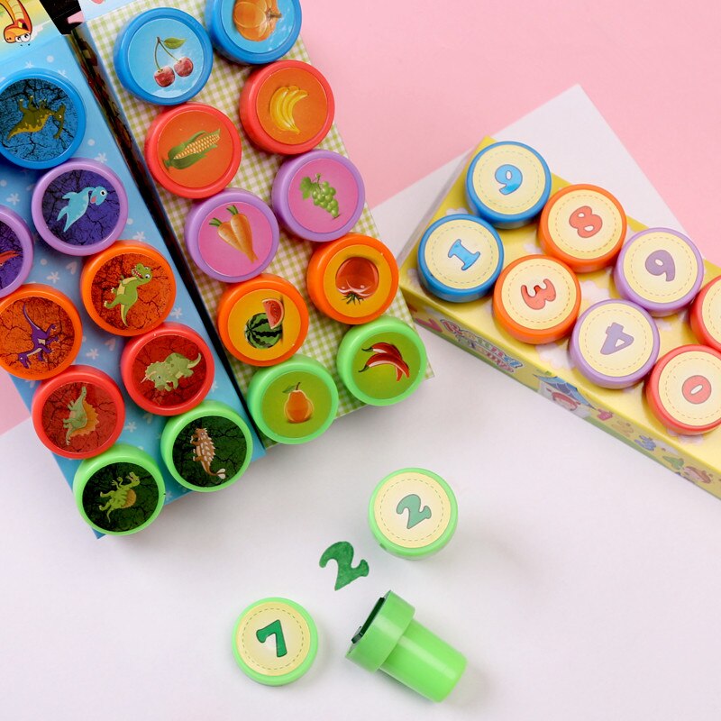 10Pcs/Set Children Toy Stamps Cartoon Animals Frui... – Vicedeal