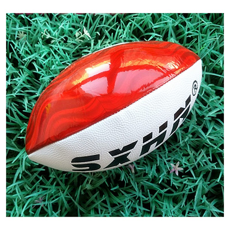 Red White Wear-resistant PU Soft Leather Rugby 3# ... – Grandado