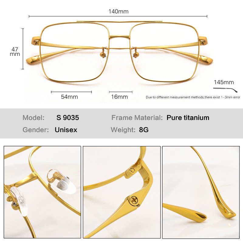 Pure Titanium Square optical glasses frame men Tre... – Grandado