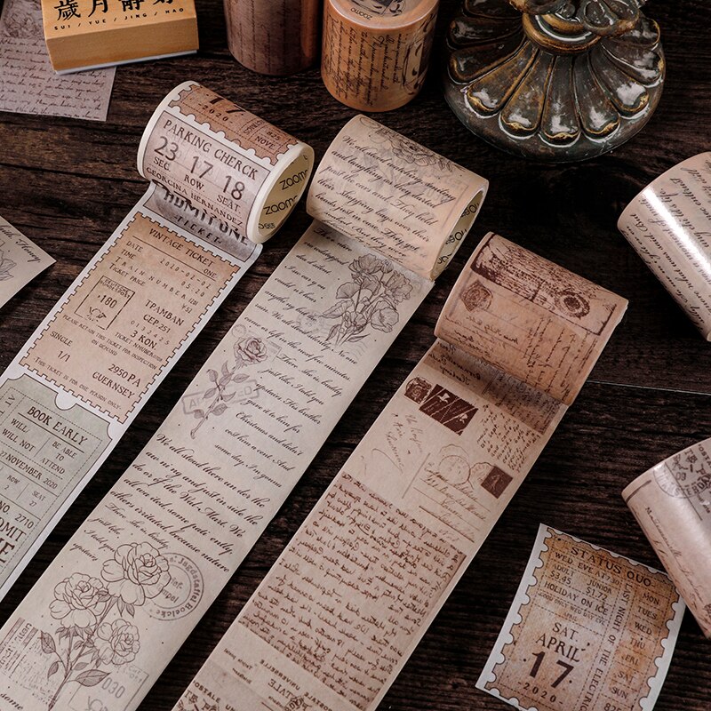 Journamm 5cm*3m Vintage Letters Washi Paper Tape f... – Vicedeal