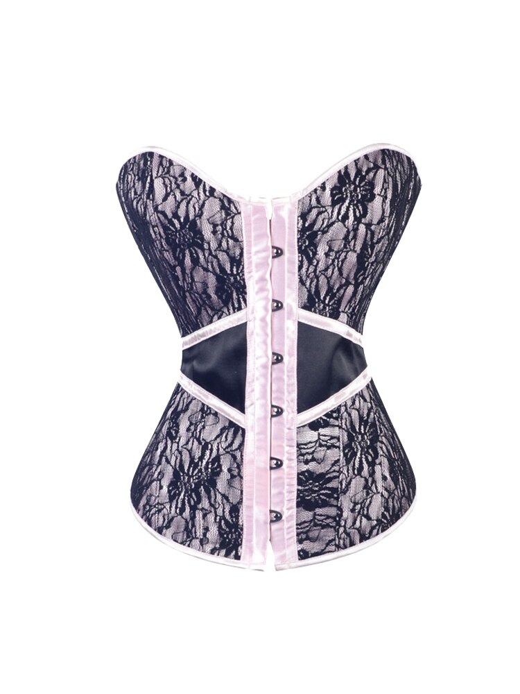Pink Women Bustier Lace Corset Lace Up Gothic Ling... – Grandado
