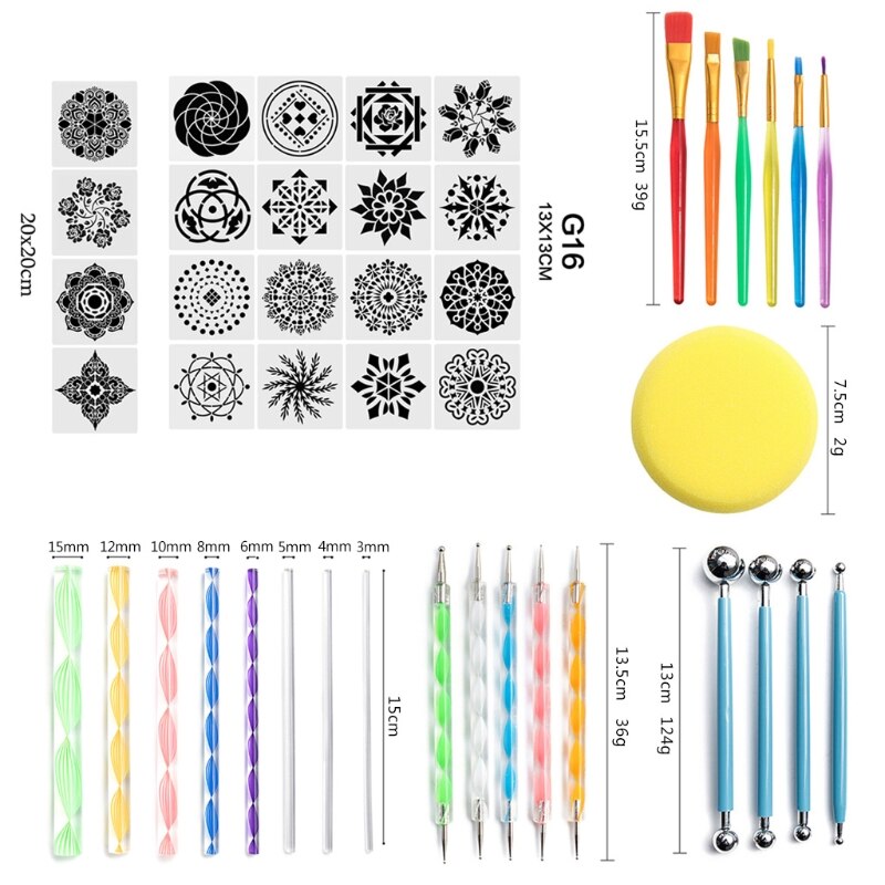 93Pcs Mandala Pen Puntjes Tool Set Voor Schilderen... – Grandado