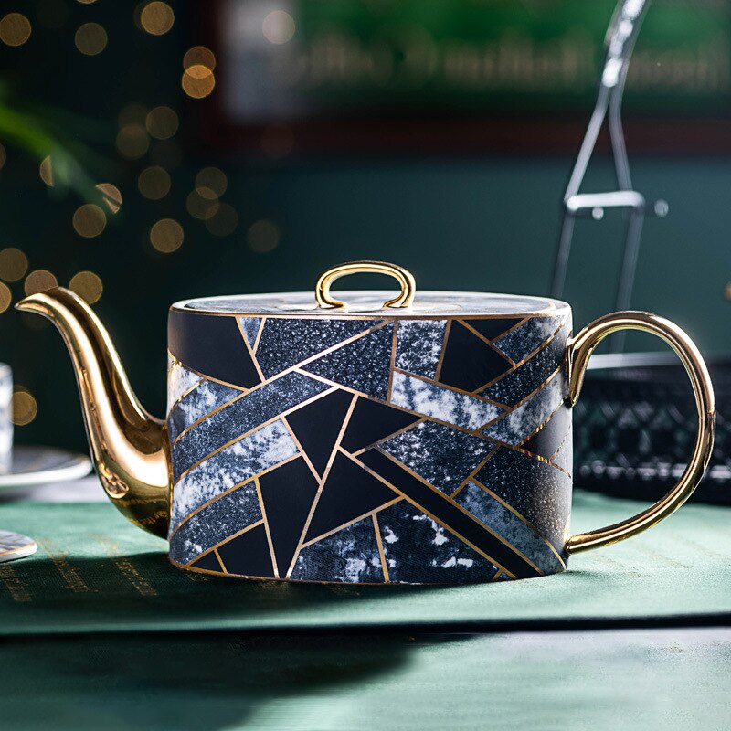 Ceramic Coffee Tea Set Diamond-shaped Marble Patte... – Grandado