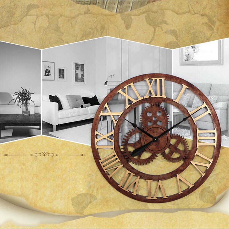 Mute Wall Clock Vintage Gear Silent Digital Clocks... – Grandado