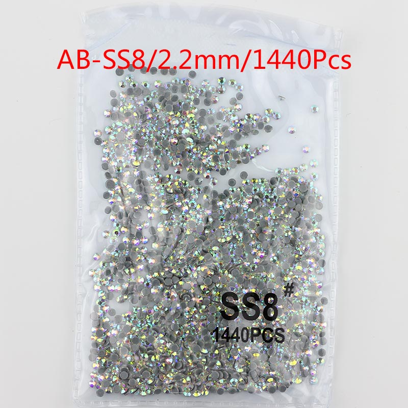 ALL Size crystal ab hotfix rhinestone glass Flatba... – Grandado