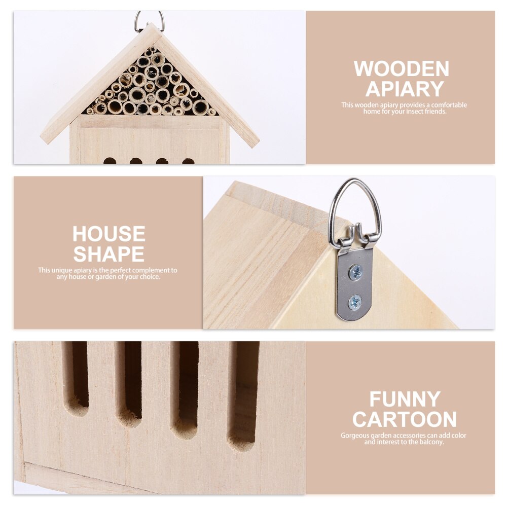 Wooden Insect Bee House Wood Bug Room Bee Shelter ... – Grandado