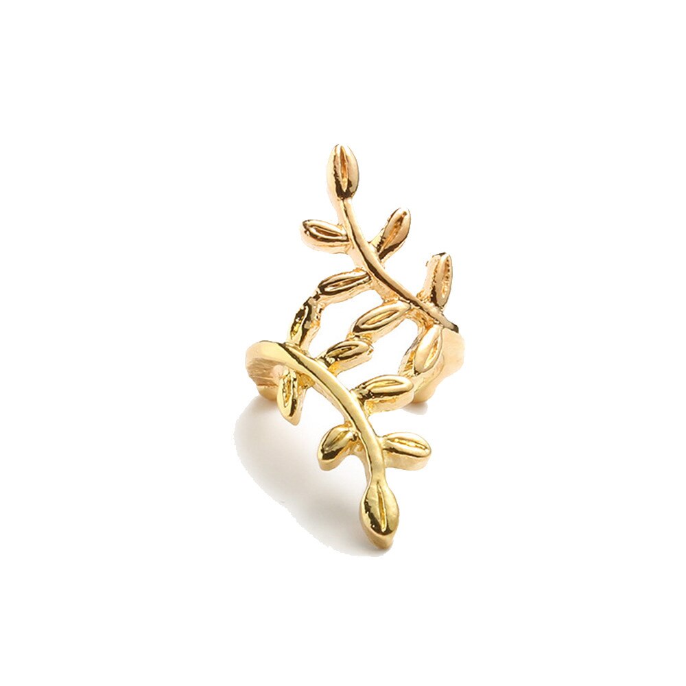 1PC Women's Tree leaf ear clip Punk Silver Crystal... – Grandado