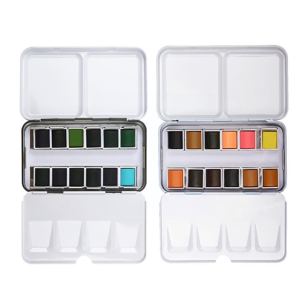 12 Kleuren/Set Aquarel Verf Met Tin Box Art Studen... – Grandado