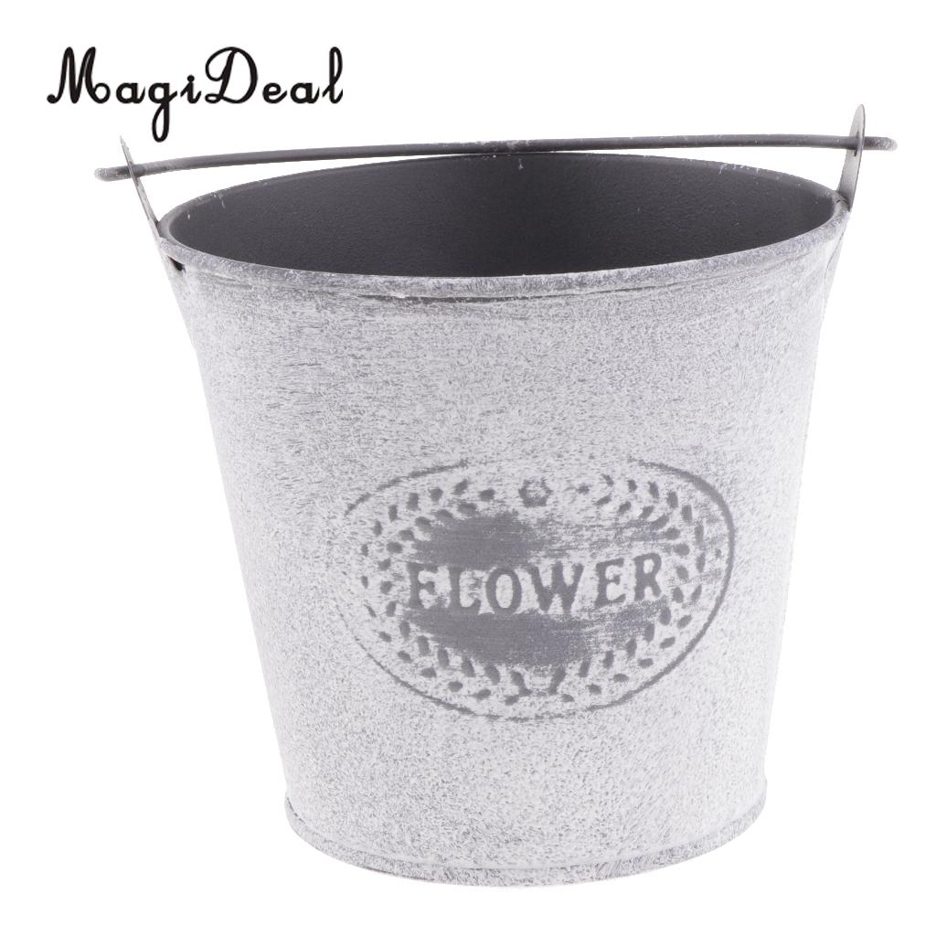 Vintage Metal Tin Flower Bucket Plants Herb Pot Ta... – Vicedeal