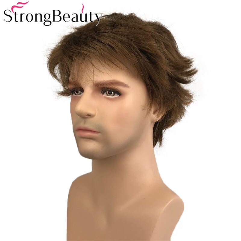 StrongBeauty Short Men Wigs Layered Hair Body Wave... – Grandado