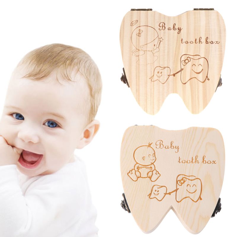 Baby Tooth Box Wooden Milk Teeth Organizer Storage... – Vicedeal