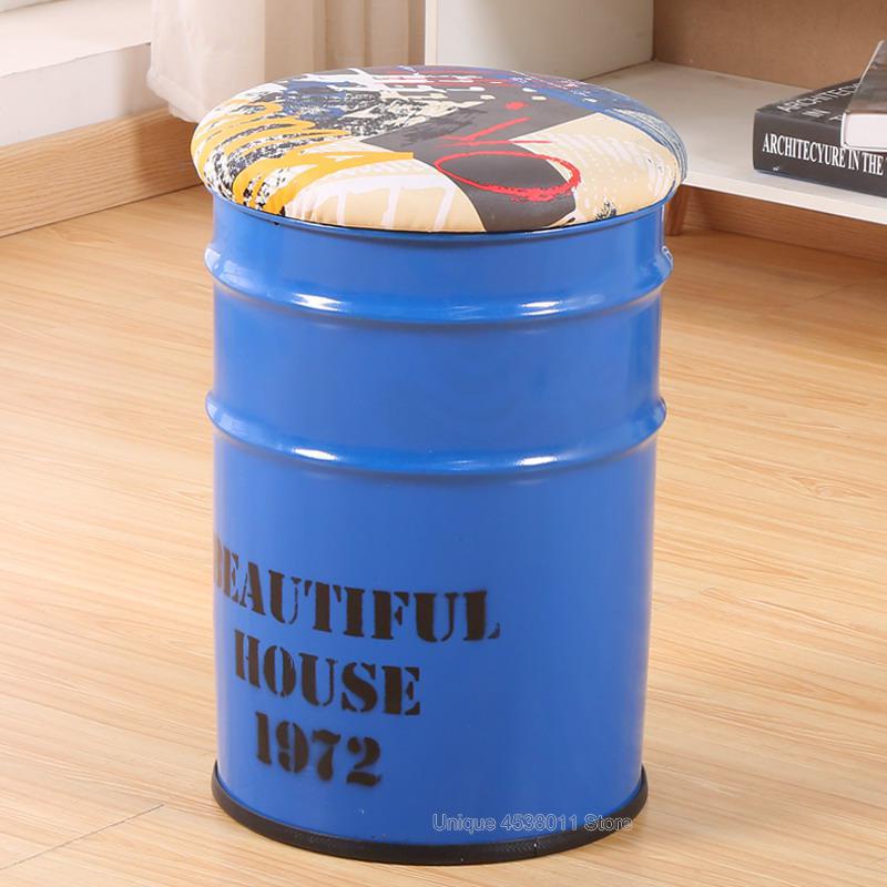 iron storage stool bar sofa paint bucket stool sto... – Grandado