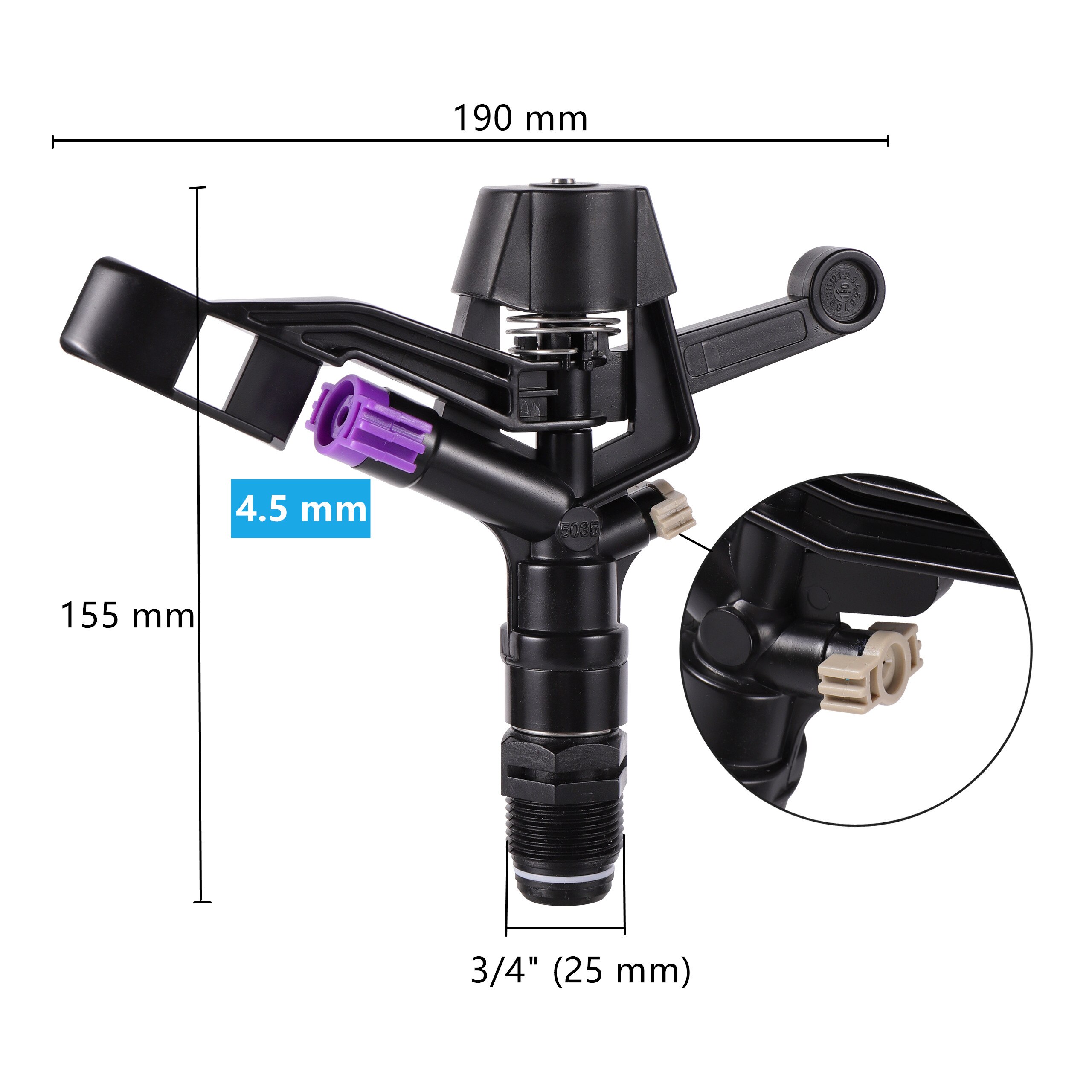 Aspersor de impacto balancín de rosca macho de 3/4... – Grandado