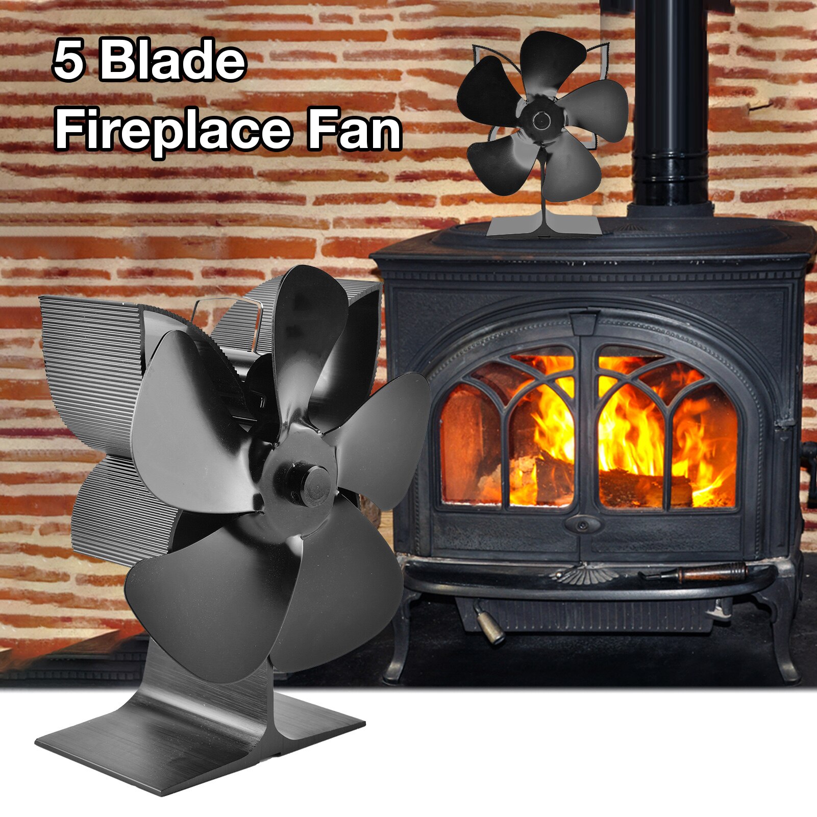 Black Fireplace 5 Blades Fireplace Thermodynamic H... – Grandado