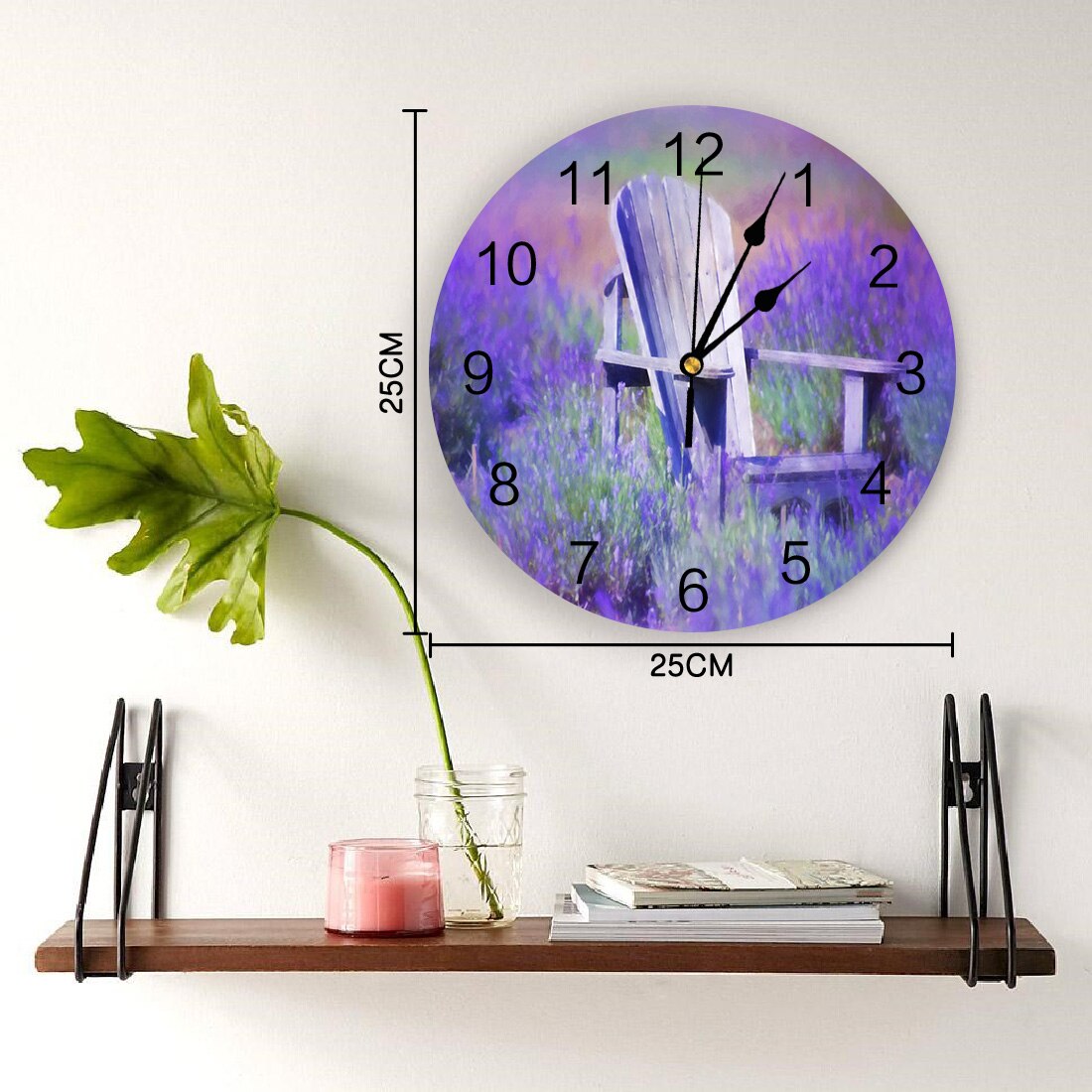 Purple Lavender Flower Field Chair PVC Wall Clock ... – Grandado