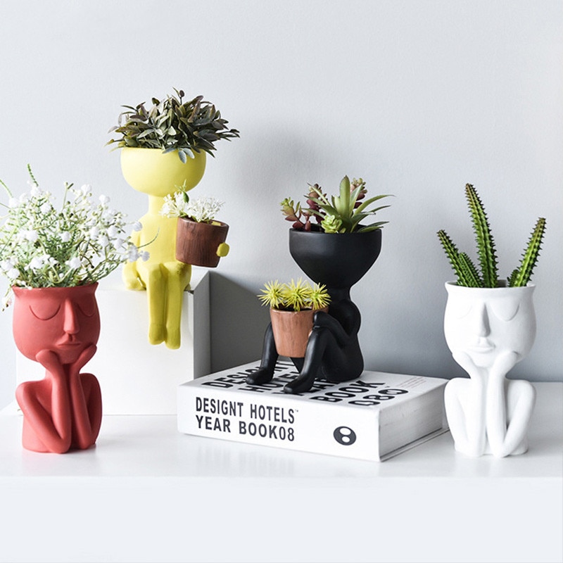 Character Portrait Flower Pot Desktop Vase Resin S... – Vicedeal