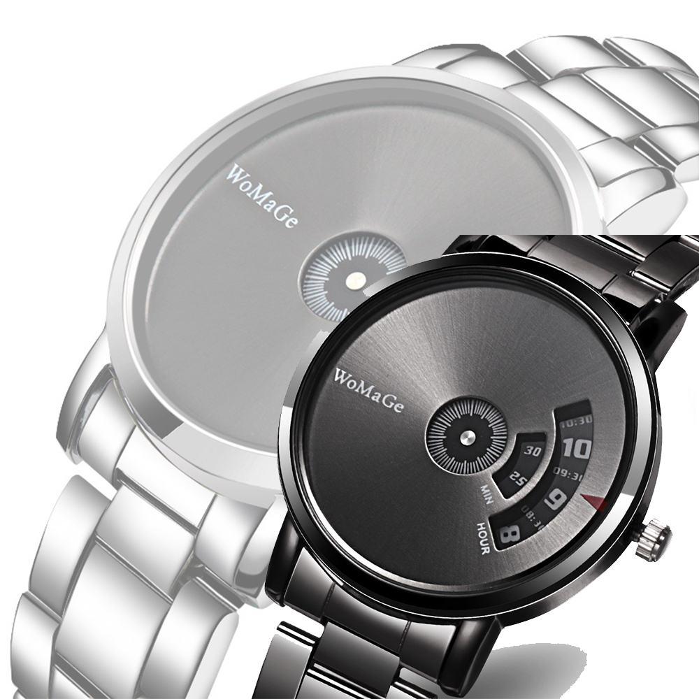 Men Watch black stainless steel Quartz Unique watc... – Grandado