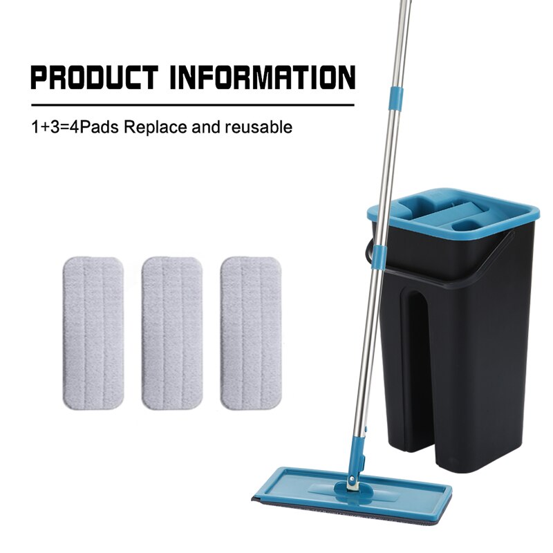 Squeeze Mop Bucket Wringer Set Flat Floor Mop Clea... – Grandado