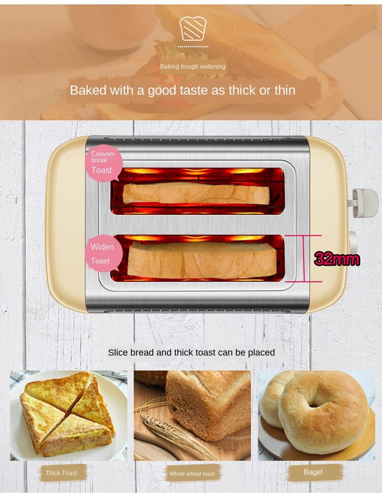 2 Slice Elektrische Brood Broodrooster Machine 6 V... – Grandado
