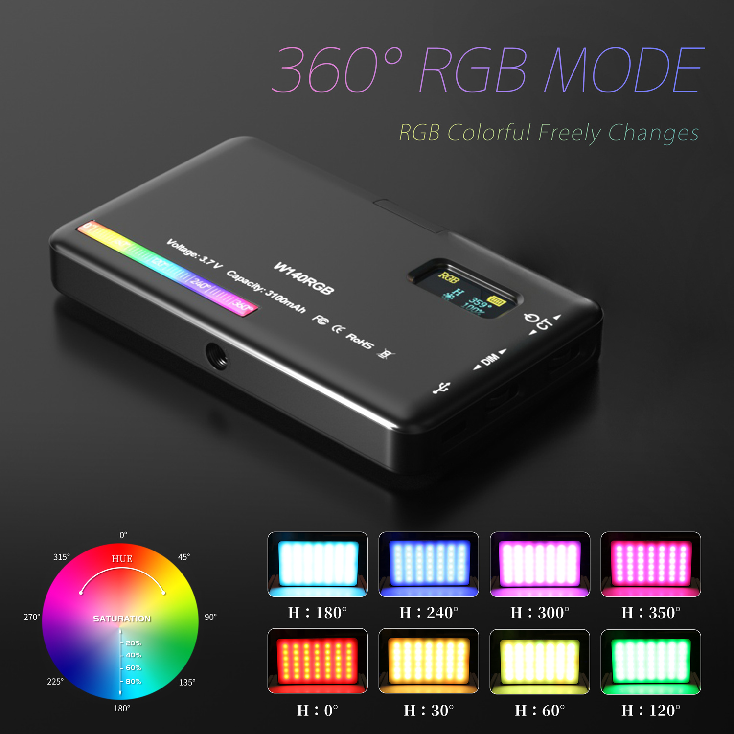 SH W140 RGB Video Light 2500-9000K LED Camera Ligh... – Grandado