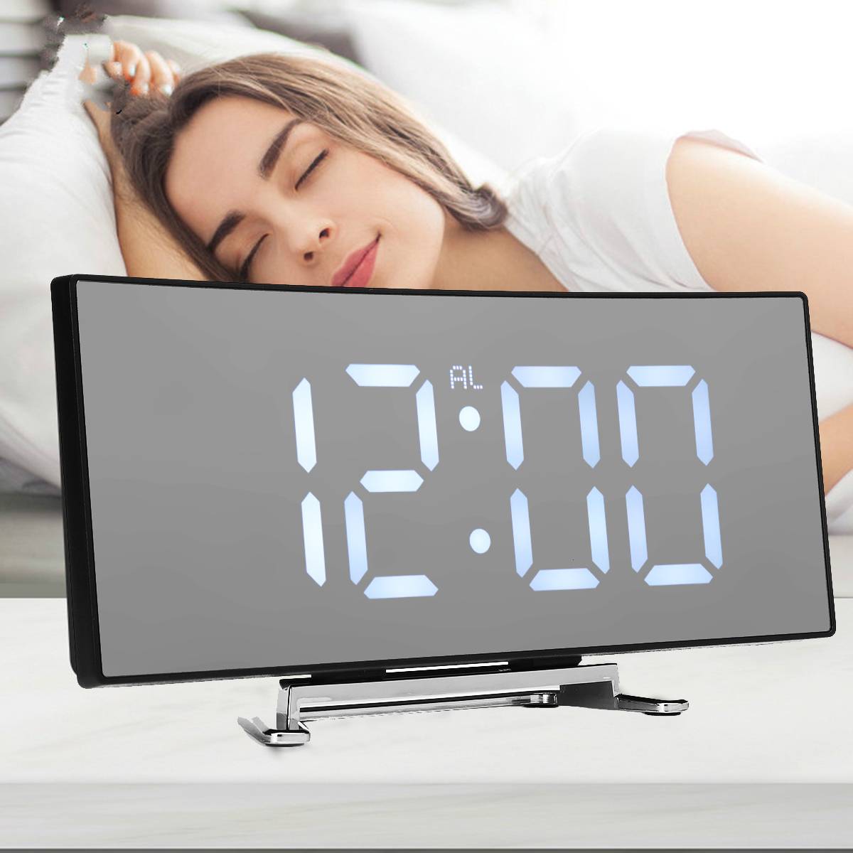 LED Alarm Clock Large Screen Mirror Digital Clock ... – Vicedeal