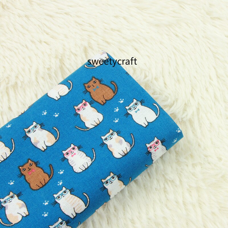 110x45cm Cartoon Cat Print Thick Cotton Linen Fabr... – Vicedeal