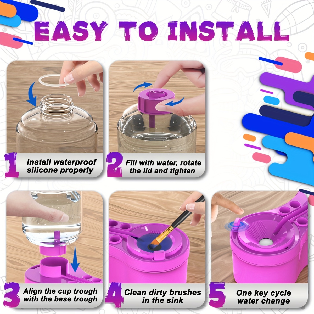 Paint Brush Cleaner With Drain Button Automatic Wa... – Grandado