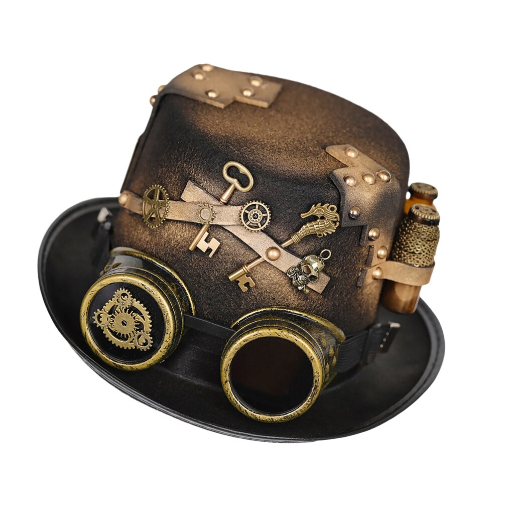 Vintage Steampunk Gear Bril Bloemen Zwart Top Hoed... – Grandado