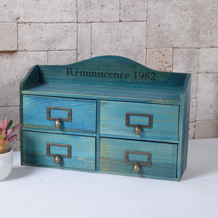 Distressed Light Blue Solid Wood Small Jewelry Box... – Grandado