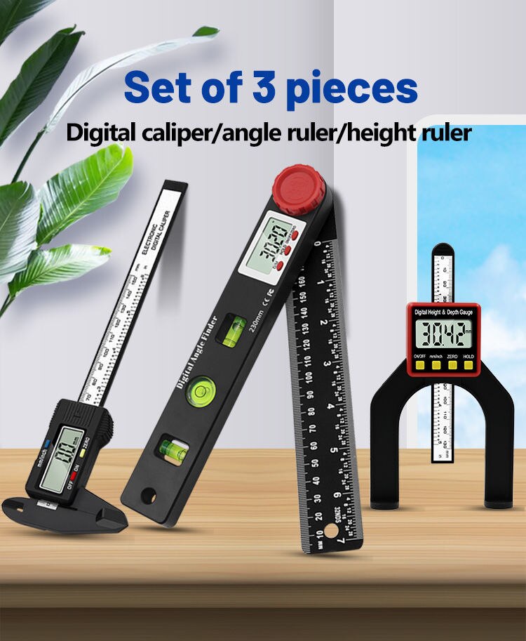 3piece Set Digital Caliper Level and Angle Ruler H... – Vicedeal