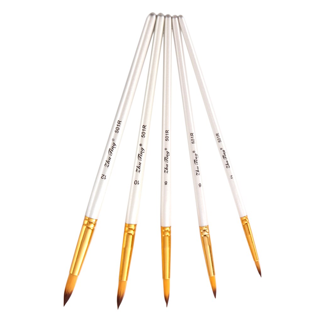 Round Pointed Tip Brushes – 5 Pcs Synthetic Nylon ... – Vicedeal