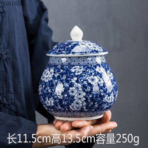 Kinesisk stil blå og hvid porcelæn te-caddy hushol... – Grandado