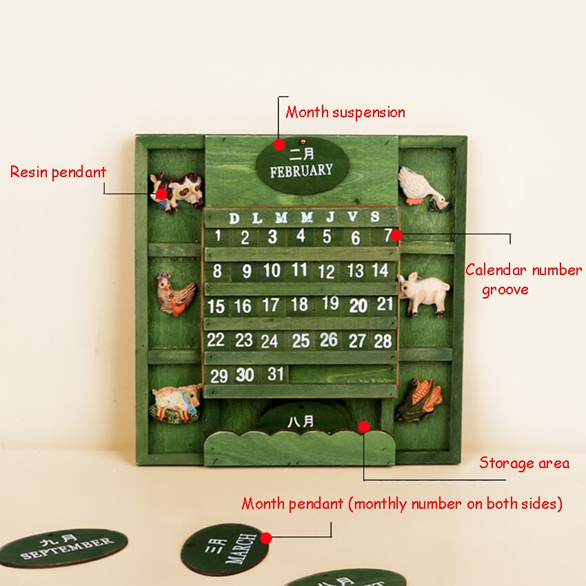 Vintage Wooden Calendar Home Living Room/Office/Sh... – Grandado