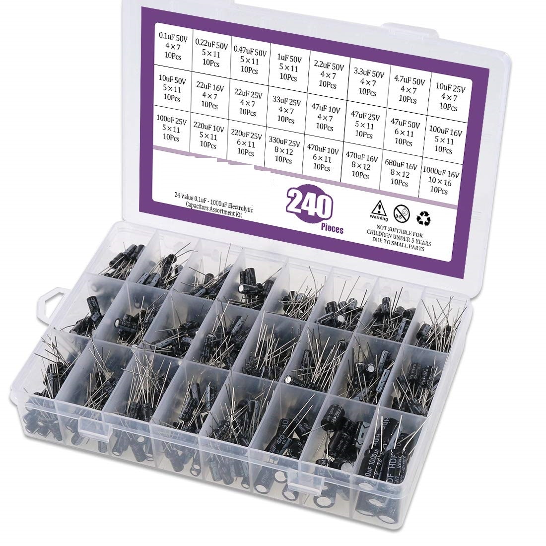 Condensadores electroliticos 240, 24 tipos, 0,1 uF... – Grandado