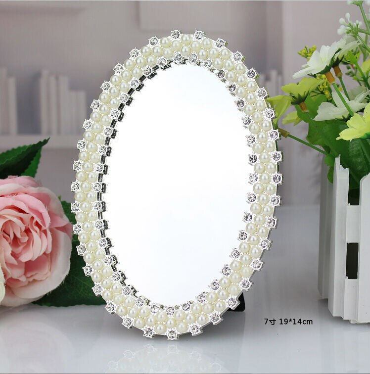 European Pearl Inlay Desktop Makeup Mirror Desktop... – Grandado