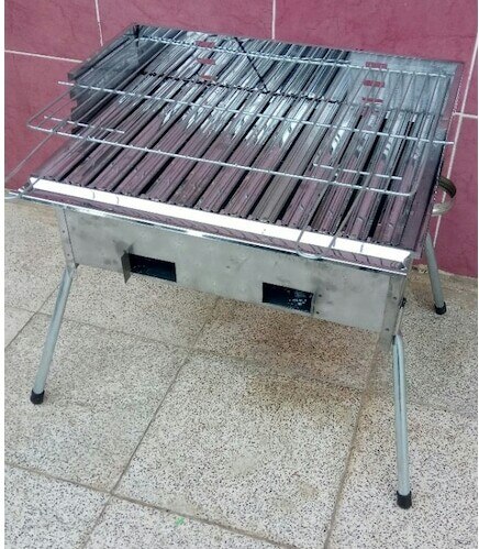 Stainless chrome coal brazier 30x40 Double grate – Grandado