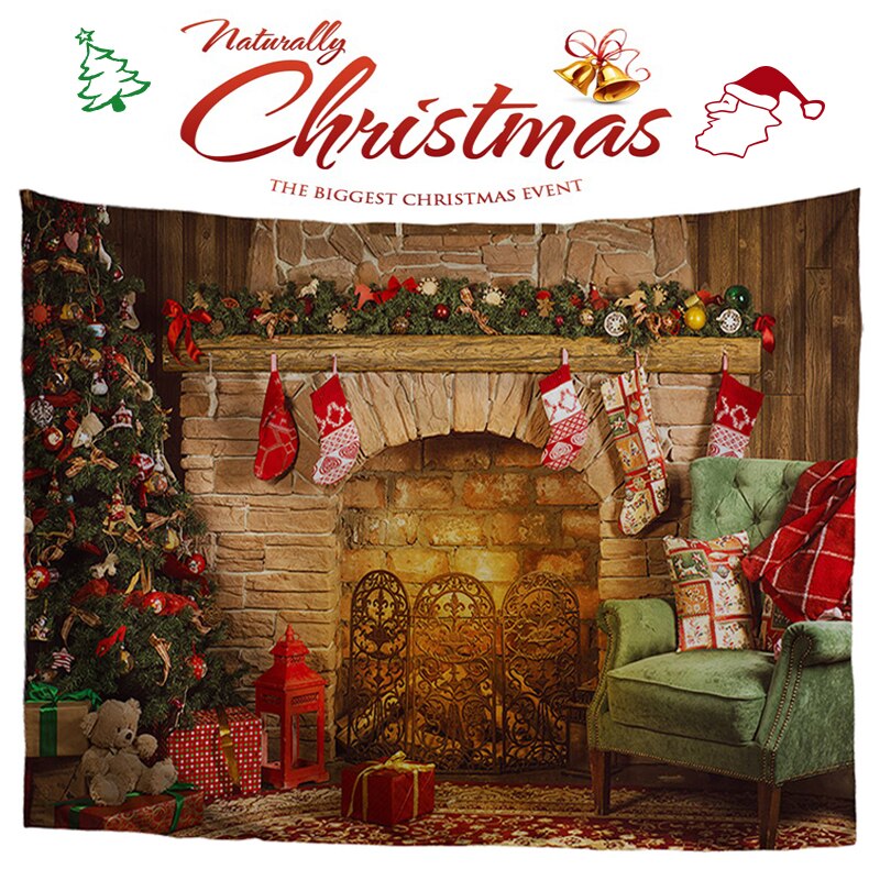 Christmas Tree Fireplace Wall Hanging Tapestry Bac... – Vicedeal