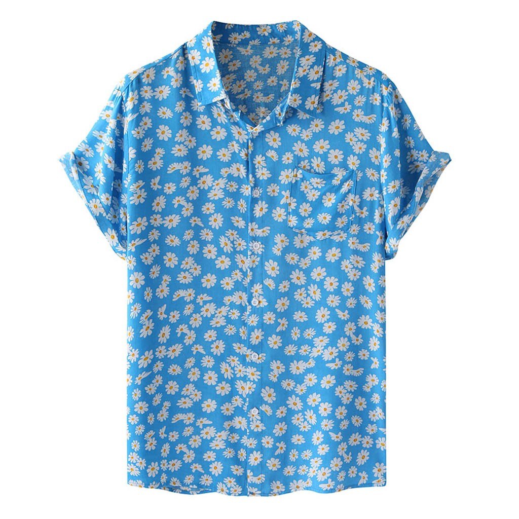 Mannen Shirts Zomer Korte Mouw Daisy Gedrukt Kleur... – Vicedeal