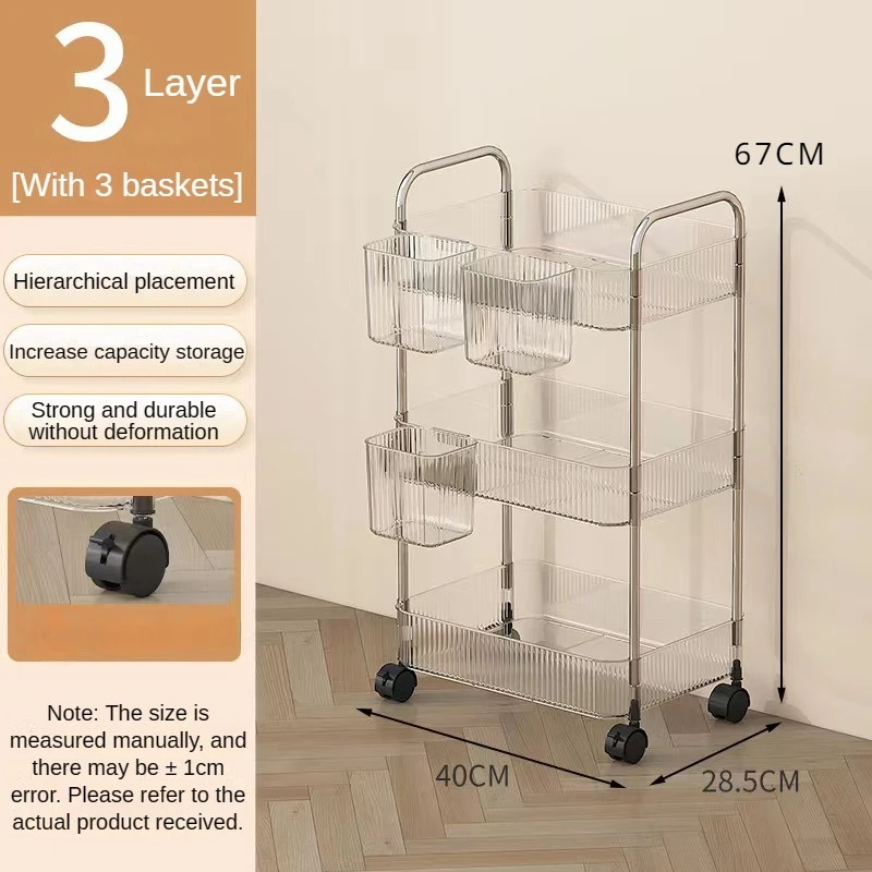 Transparante Opslag Trolley Meerlagige Acryl Rolle... – Vicedeal