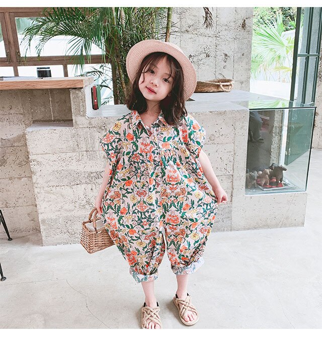 Jumpsuit For Girls Casual Floral Print Jumpsuits S... – Grandado
