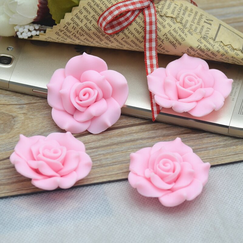 38mm Hand Made Pink Soft Clay Rose Flower,D.I.Y De... – Grandado