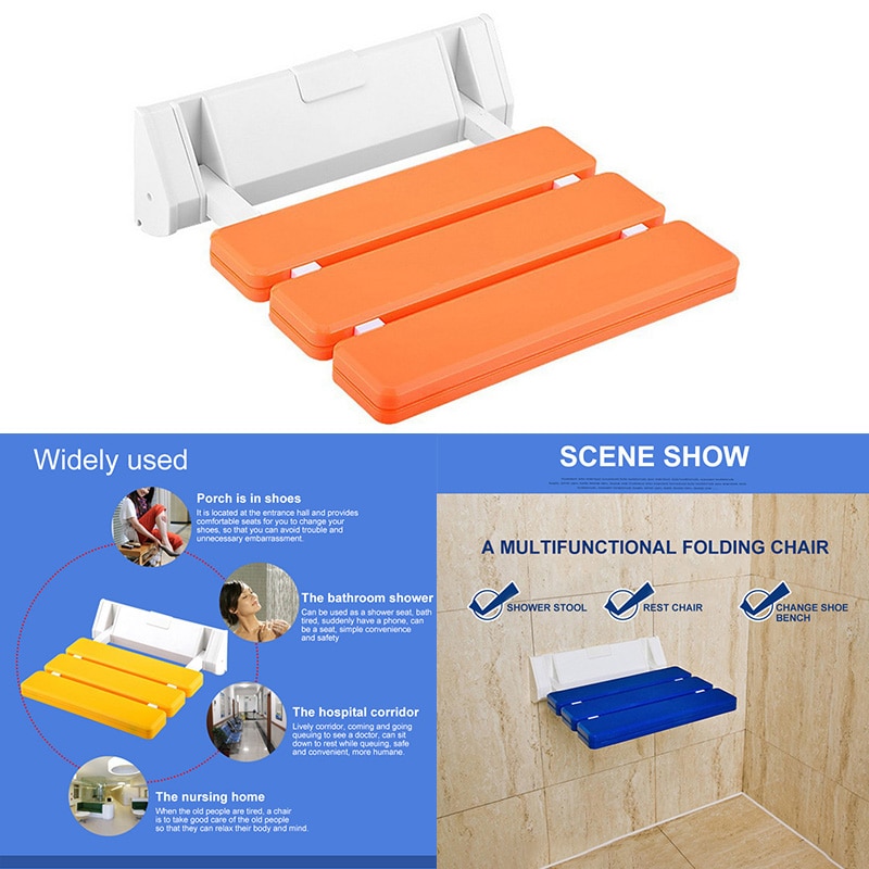 Folding Shower Seat Bathroom Stool Wall-Mounted Sa... – Grandado