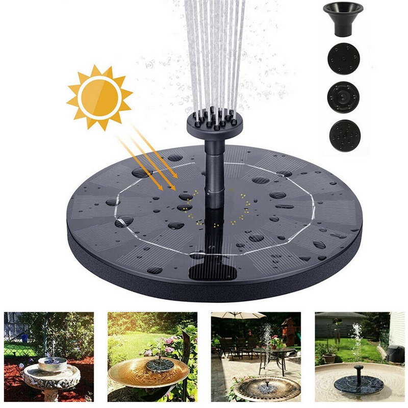 5.3" Solar Round Fountain Floating Water Fountain ... – Vicedeal