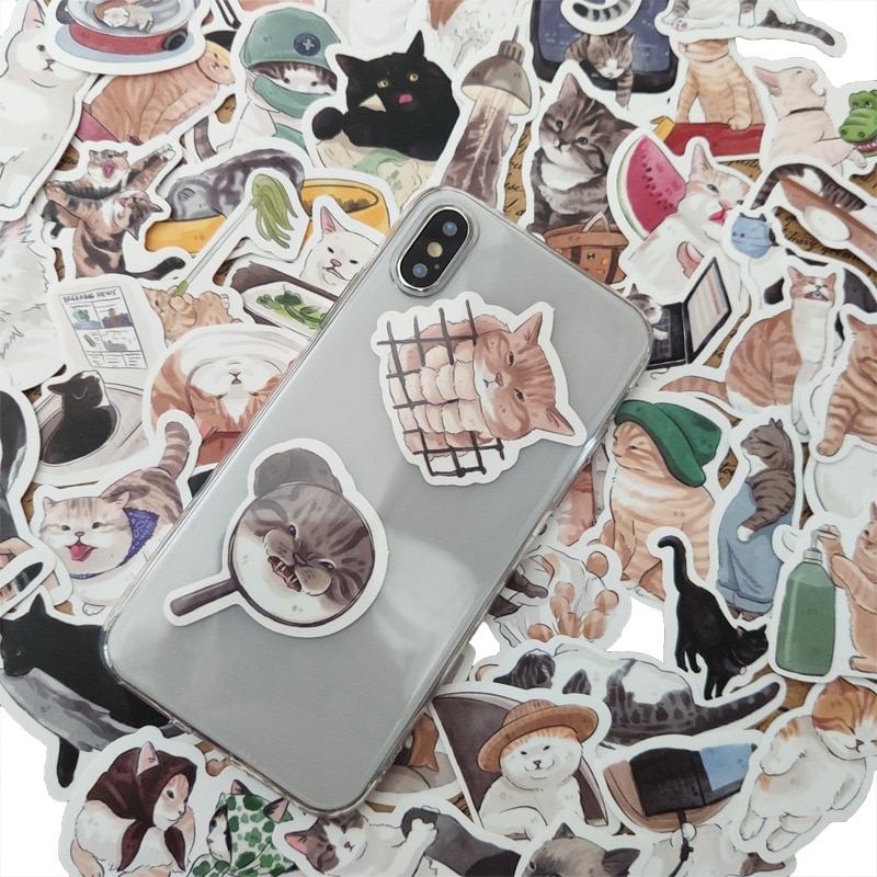 52pcs/set cute cat waterproof sticker DIY scrapboo... – Grandado