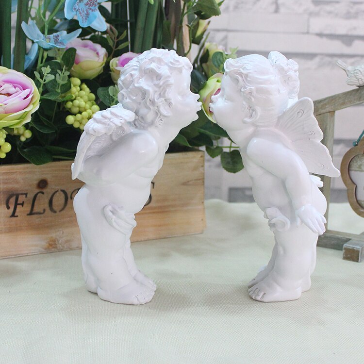 European Angel Decoration Couple Kissing Angel Res... – Grandado