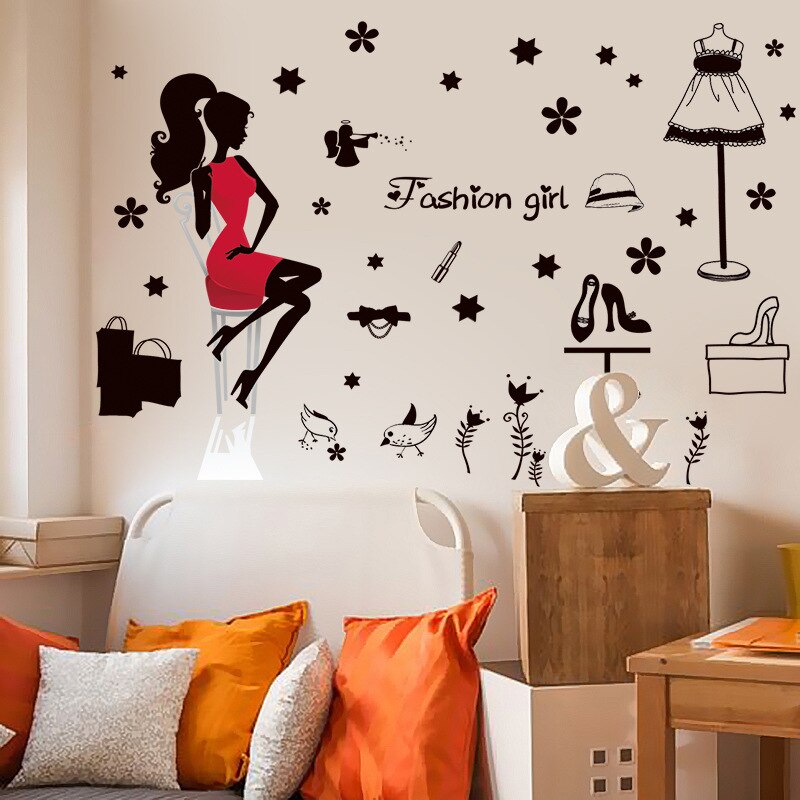 Modern lady glass window door sticker garment shop... – Vicedeal