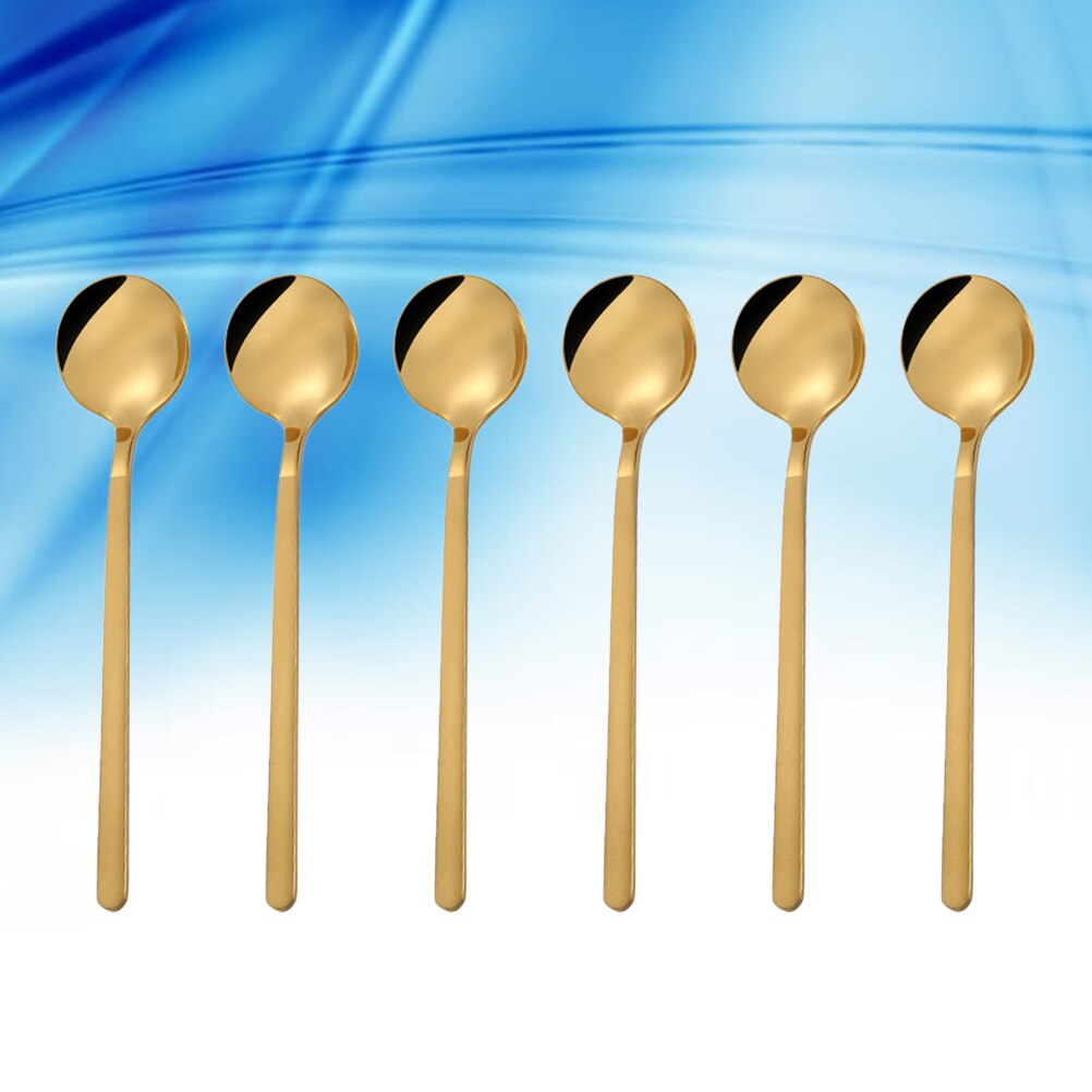 6 Pcs 13CM Spoons Round Long Handle Stainless Stee... – Vicedeal