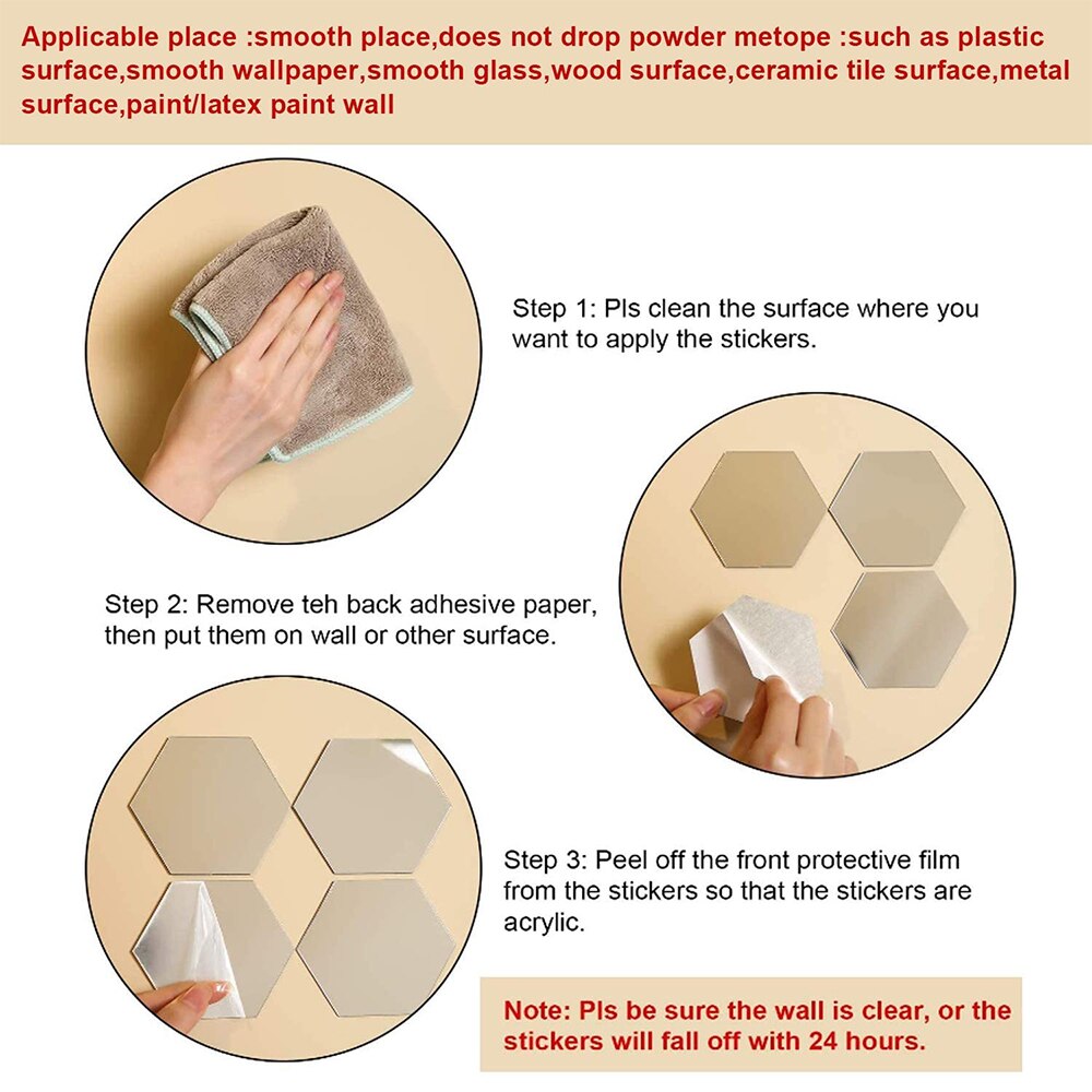 24Pcs Removable Acrylic Mirror Setting Wall Sticke... – Grandado