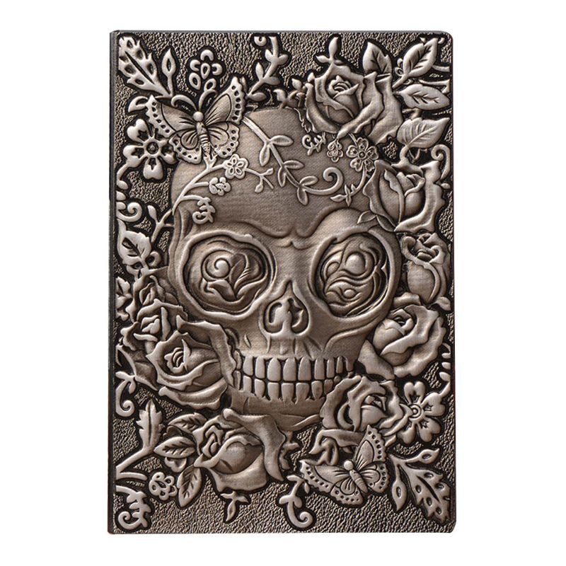 Skull Flower Embossed A5 Leather Notebook Journal ... – Grandado