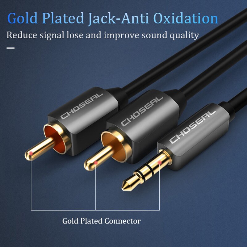 Choseal 3.5 Mm Tot 2RCA Kabel Man Op Man Premie Ve... – Vicedeal
